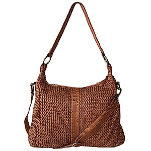 Leather Tote Bag for Women - Washed Leather Hand-Woven Shoulder Bag Hobo Crossbody Travel Handbag Ladies Purse Large Office Satchel