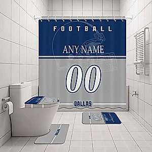 Custom Football Style Shower Curtain 4Pcs Set Personalized Bathroom Decor Gift Fashion Modern Home Supplies