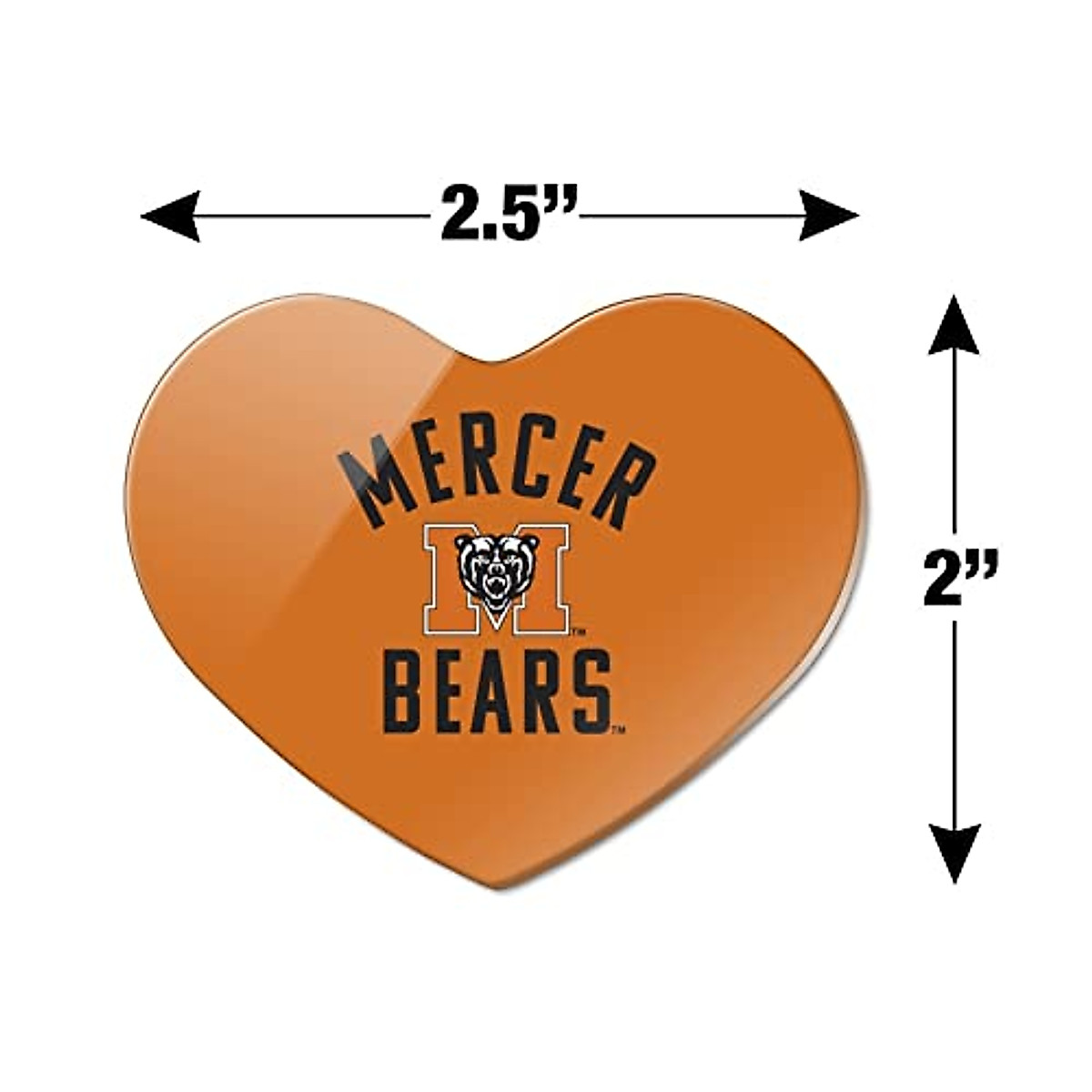 Mercer University Bears Logo Heart Acrylic Fridge Refrigerator Magnet