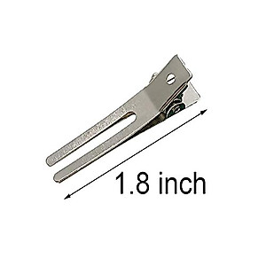 60 Pcs Double Prong Curl Clips 1.8" Setting Clips for Hair Styling, Bows, and Salon Use - Silver