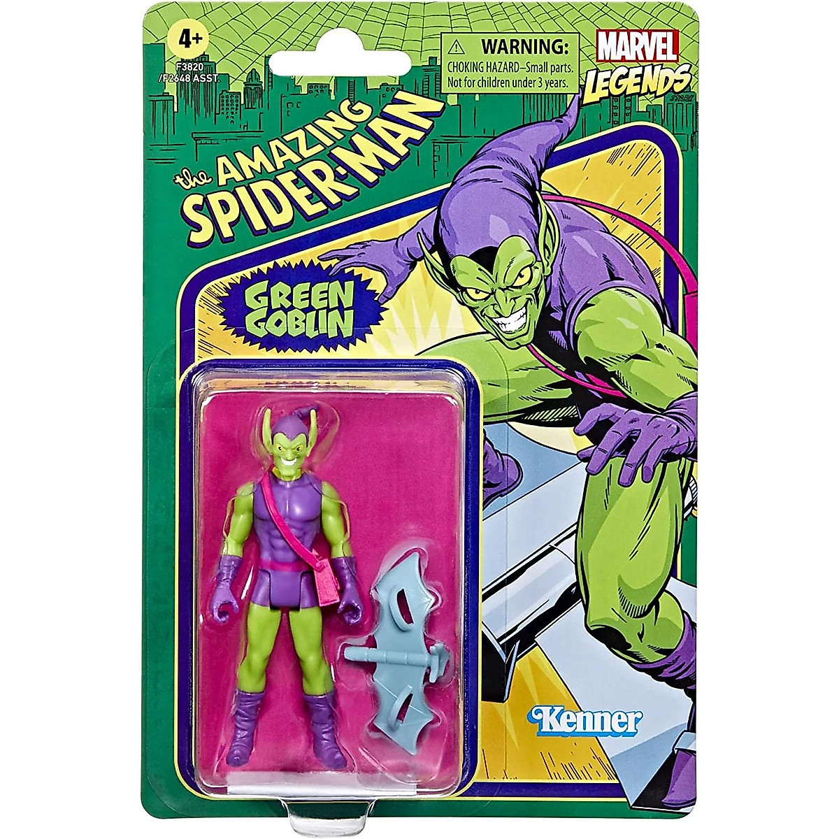 Marvel Legends Series 3.75-inch Retro 375 Collection Green Goblin Action Figure Toy, 2 Accessories