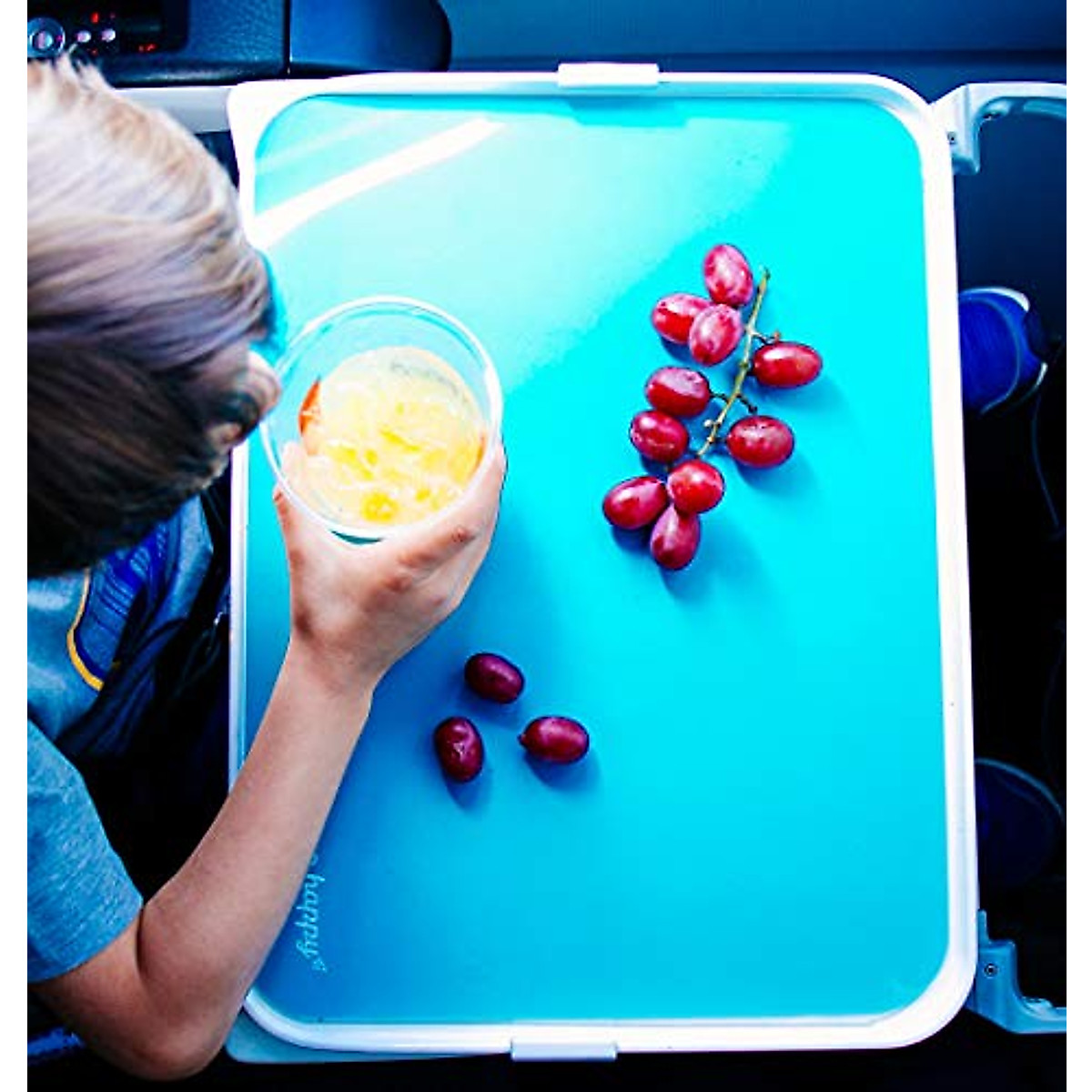 Go Happy Kids Travel Tray - Easily Attaches to Airplane & Train Tray Tables! Lightweight, Sturdy, Easy to Clean & Stow Travel Tray