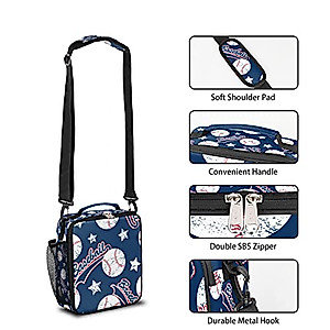 Baseball Lunch Box for Kids Boys, Insulated Lunch Bag Reusable Thermal Lunchbox Cooler Tote Handbag with Removable Adjustable Shoulder Strap for Adults Men Picnic Work School