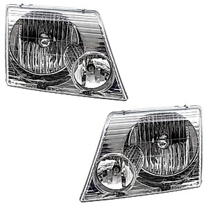Brock Aftermarket Replacement Driver Left Passenger Right Halogen Headlight Assembly Set Compatible With 2002-2005 Ford Explorer