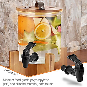 LifCratms 2Pcs BPA-Free Replacement Cooler Faucet, Black Plastic Water Spigot Spout Water Dispenser Tap Set, Reusable Water Crock Tap Water Beverage Lever Pour Dispenser Valve