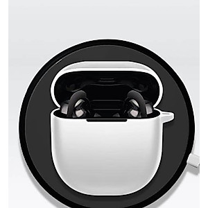 Soft Silicone Protective Case Cover for Bose QuietComfort Earbuds II 2022 , Protective Skin Sleeve with Carabiner (White)