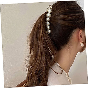 FRCOLOR Banana Clip Ponytail Clip Hair Grip Clips Pearl Hair Clasp Jumbo Hair Clips French Hair Clips Banana Hair Clips Faux Pearls Fishtail Hair Clip Styling Hair Clamps Pearl Hair Clips