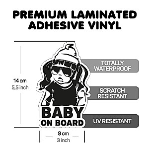 Y2K Baby on Board Sticker for Car (2 PCS),Baby Safety Car Signs, Baby on Board Decals for Cars, Funny Carlos from The Hangover Sticker for Mailbox Windows 5.5x3 inch 2 PCS Boy and Girl