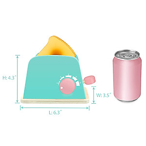 Toy Kitchen Wooden Pop-Up Toaster Play Set 10 Pcs, Interactive Early Learning Toaster, Exclusive Chopping Board, Knife, Poached Egg Honey Bear and Sliceable Butter, Fun and Colorful for Girls and Boys