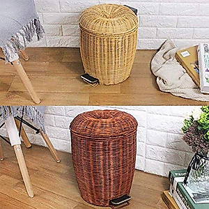 garbage can Rattan Trash Can Kitchen Round Step Trash Can With Lid Removable Inner Buckets,mini Bamboo Pedal Garbage Bin For Livingroom Kitchen Trash Cans ( Color : B , Size : 19x19x28cm(7x7x11inch) )