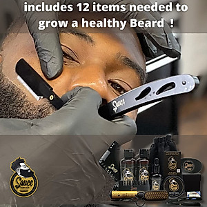 Beard Grooming Kit with Heated Beard Straightener 12 items included beard wash, beard oil, beard balm, Gift for Men, reusable