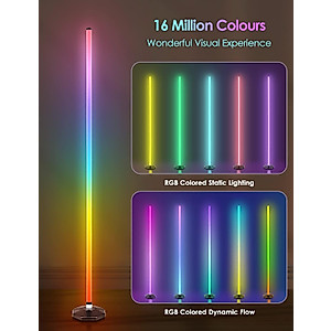 YIKBIK 2PCS RGB Floor Lamp, Bluetooth APP and Remote Control 65" Smart Modern Standing Lamp Music Sync 16 Million DIY Colors Changing LED Floor Lamp with Heavy Base for LivingRoom Bedroom GameRoom