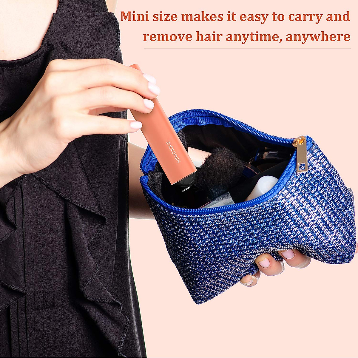 Ninatique Facial Hair Removal for Women ，Women's razor， Painless Hair Remover, Women's Painless Peach Hair Trimmer, Lipstick Size Hair Removal, Suitable for Upper Lip, Chin and Cheek (Living Coral)