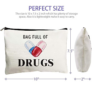 Nurse Practitioner Gifts Makeup Cosmetic Bags for Women - Bag Full of Drugs-Funny Travel Bags Cotton Zipper Pouch Toiletry Make-Up Case for Best Friends Bestie Sister Daughter Birthday Christmas Gifts