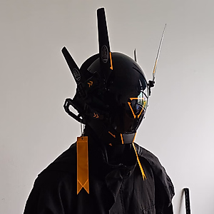 KYEDAY Punk Mask Cosplay for Men and Women, LED Round Light Mask Cosplay Halloween Fit Party Music Festival Accessories (Yellow)