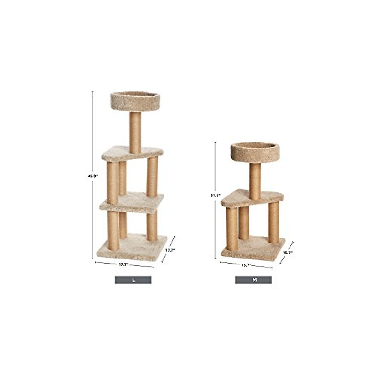 Amazon Basics Cat Tree Indoor Climbing Activity Tower with Scratching Posts, Large, 17.7" x 45.9", Beige