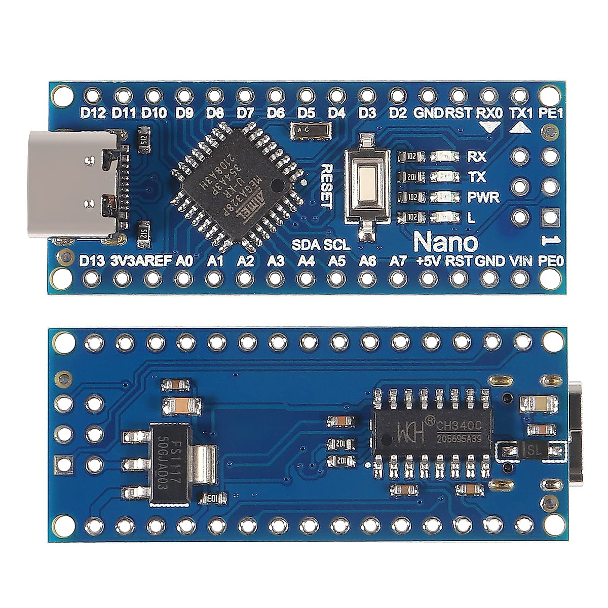ACEIRMC 3pcs Type-C USB CH340 5V 16MHz for Nano 3.0 ATmega328P Controller Board Compatible for Arduino Nano CH340 USB Driver Nano V3.0 ATmega328 (Type-C)