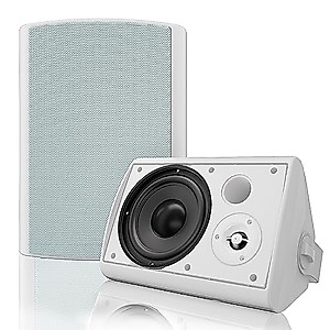 Herdio 6.5 Inches Indoor Outdoor Bluetooth Speakers Waterproof Wireless with Powerful Bass,Wall Mount Speakers Wired Weather Resistant for Patio Home Deck Porch Backyard 400 Watts(White)