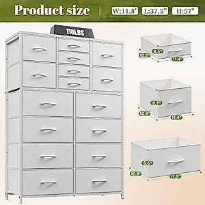 EnHomee White Dresser,Dresser for Bedroom with 16 Drawers, Tall Dressers & Chests of Drawers with Wood Top, Metal Frame,Tall Dressers for Girls Bedroom,Living Room,Hallway,Closet