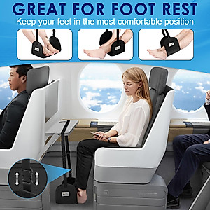 CERBONNY Airplane Foot Rest - Portable and Adjustable Foot Hammock,Airplane Travel Flight Essential for Relaxing Your Feet During Airplane Journeys - Office Footrests (Black)