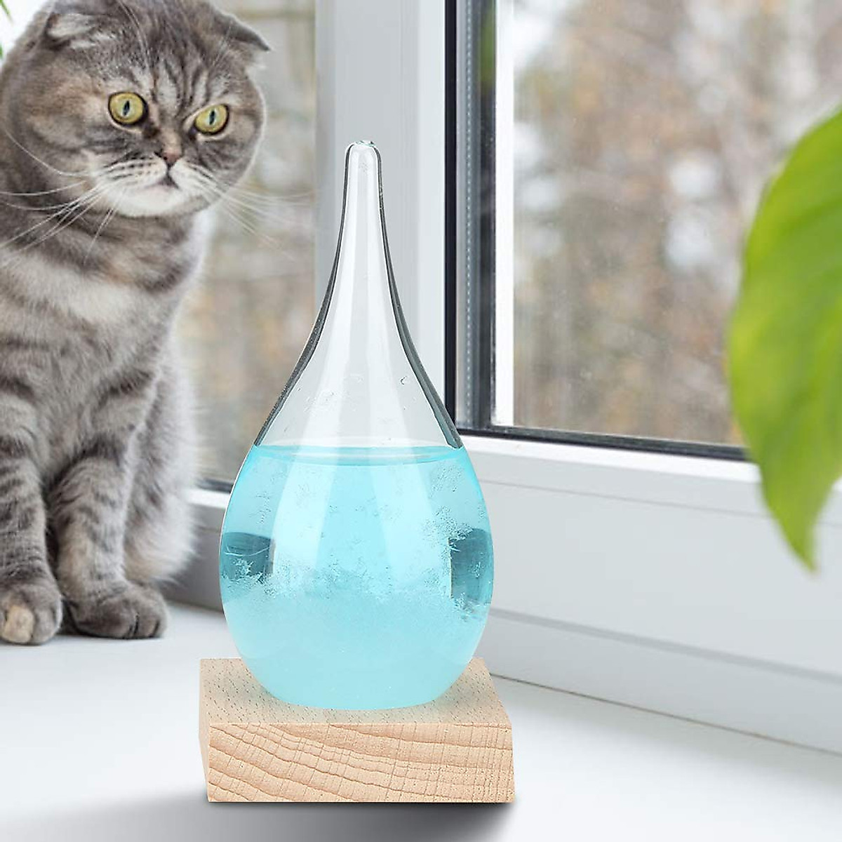 belupai Glass Weather Predicting Bottle, Drop Shape Weather Forecast Glass Weather Predictor Stylish Weather Station Forecaster Water Drops Weather Predictor Home Decoration(Blue)