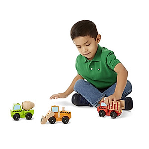 Melissa & Doug Stacking Construction Vehicles Wooden Toy Set
