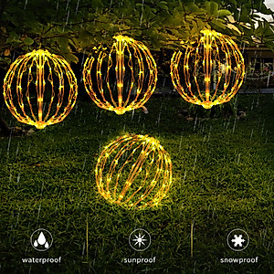 COVBOARD 12" Christmas LED Light Globe (3 Pack) with Multiple Auto Timing and Glow Modes, Folding Light Ball for Holiday Decor, Patio, Indoor/Outdoor Decorations LED Ball Lights Sphere (Warm White)