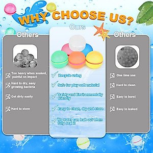 98K Reusable Water Balloons 12Pcs with Mesh Bag, Self Sealing Silicone Ball Latex-Free, No Clean Hassle, Easy to Fill, Summer Toys Water Toy Swimming Pool Beach Park Yard Outdoor Games Party Supplies