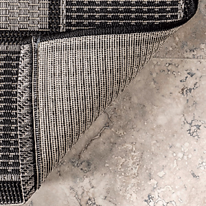 nuLOOM Gris Bordered 3x5 Indoor/Outdoor Accent Rug for Living Room Patio Deck Front Porch Entryway Kitchen, Grey/Black