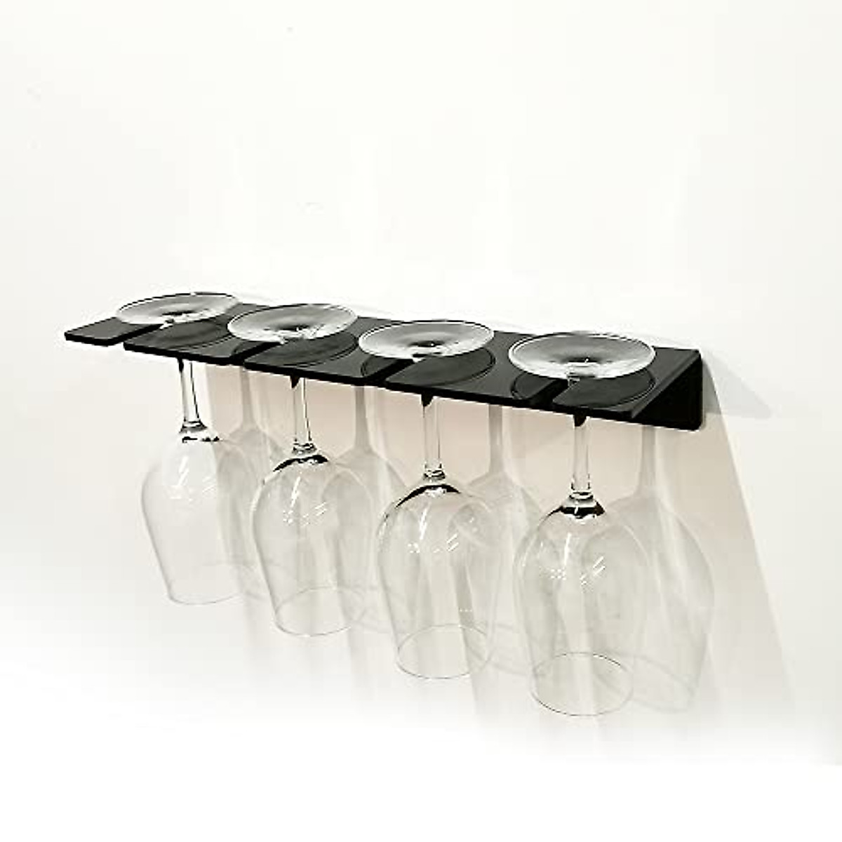 Wine Glass Rack|Stemware Holder|Wine Glass Organizer Glasses Storage Hanger for Bar Kitchen|Acrylic 2 pieces (Black)
