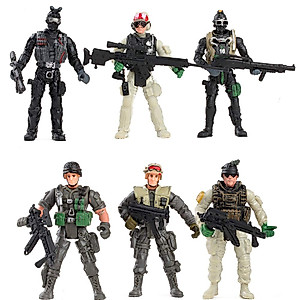 Fycooler US Army Men and SWAT Team Toy Soldiers Action Figures Playset with Military Weapons Accessories,Military Soldier Playset Military Figures Army Men Soldiers Toy for Kids Boys Gift,12Pcs