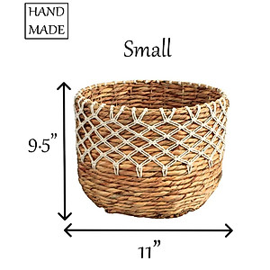 Eden Grace Handwoven Wicker Baskets, Twisted Weave with Macrame Accent - Round, Artisan Craftsmanship for Stylish Organization 1-Large