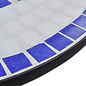 vidaXL Bistro Table Mosaic Ceramic Blue White Outdoor Garden Patio Cafe Coffee