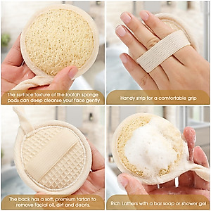 Face Exfoliating Loofah Pads Scrubber, 6 Pcs Luffa Facial Cleanser Sponges Brush, Natural loofa Exfoliator Scrub Pad for Massage Pores and Cleansing Blackheads for Men Women Without Hurting Skin