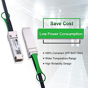 40Gb QSFP+ DAC Cable, 40GBASE-CR4, QSFP+ to QSFP+ Passive Direct Attach Copper Twinax Cable for Cisco QSFP-H40G-CU50CM, Meraki MA-CBL-40G-50CM, Mikrotik, Open Switch Devices, 0.5 Meter (1.64 ft)