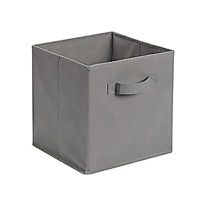 Amazon Basics Collapsible Fabric Storage Cubes Organizer with Handles, 13"x13"x13", Grey - Pack of 6