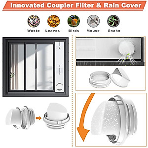 Complete 6-Piece Window Seal Kit for Portable Air Conditioner - Fits Sliding Windows and Doors - Extends up to 87in - Includes 5.9in Exhaust Hose and Rain Cover