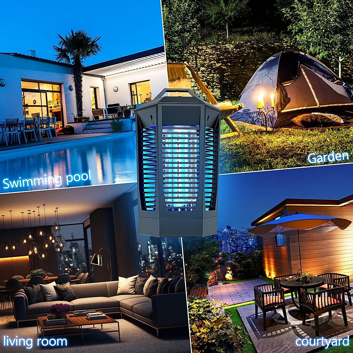 Bug Zapper Outdoor, 20W Mosquito Zapper with Dusk to Dawn Light Sensor, 4200V Electric Bug Zapper Indoor for 2300 Sq Ft Coverage