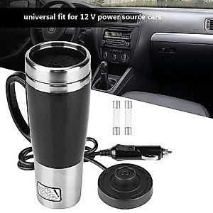 Yosoo Health Gear 450ml Car Travel Heating Mug, Travel Car Electric Cup, Stainless Steel Car Heated Kettle with Car for Heating Water Coffee Tea Milk (12V)