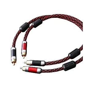 RCA Cable, 2RCA Male to 2RCA Male Stereo Audio Cables 【Hi-Fi Sound】Braided RCA Stereo Cable for Home Theater, HDTV, Amplifiers, Hi-Fi Systems, Car Audio, Speakers (6.6FT)