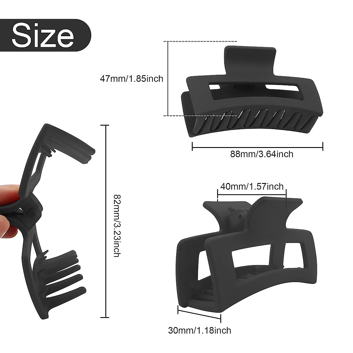 YEEPSYS Hair Claw Clips, Hair Accessories for Women and Girls Thin Hair, Strong Hold Hair Clip (3.5 inch, Matte Black+ Dark Brown)