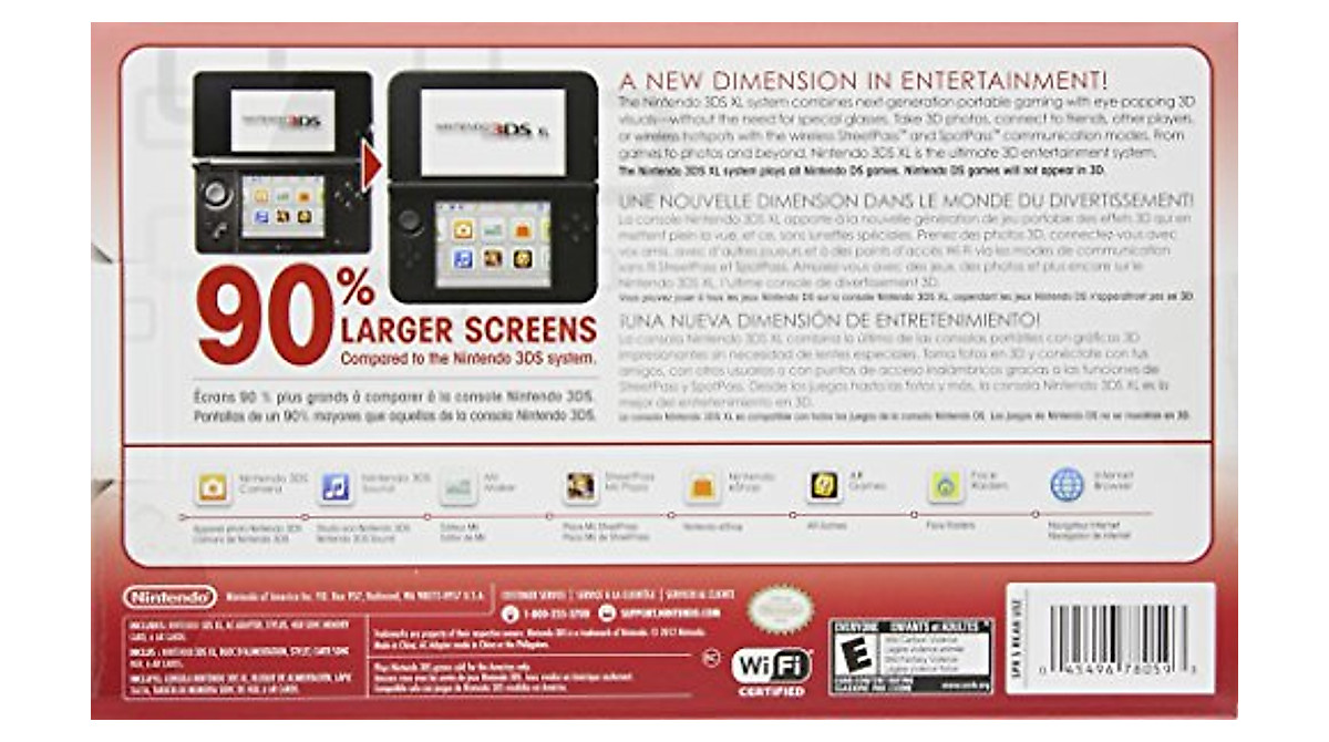 Nintendo 3DS XL Red/Black - Portable 3D Gaming Console with Accessories