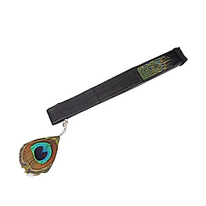 Innolife Peacock Chinese/Japanese Hand Folding Fan Bamboo Carved Frame Silk Craft Fan (Black)