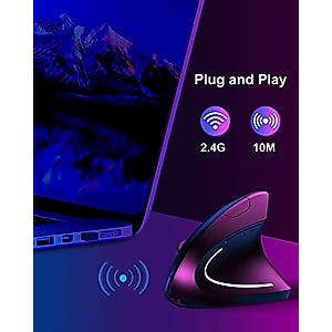 ASOYIOL Ergonomic Mouse Wireless,Ergo Mouse Vertical Mouse 6 Buttons 3 Adjustable DPI 800/1200/1600 Levels,Sideways Mouse Right Handed for PC Laptop