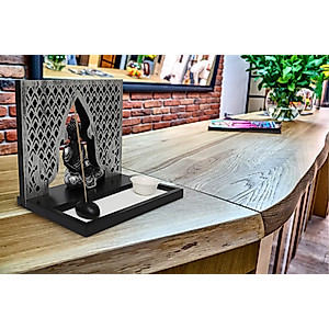 Basic Fundamentals Zen Garden Candle Holder Home Decor - Buddha Incense Stick Holder Office Desk Accessories - Zen Garden Sand Office Decor - Buddha Table Top - 8.75" x6.5”x 8.75”