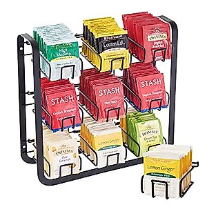 NHZ Stainless Steel 3 Tier Tea Bag Holder - Organizer for Over 180 Tea Bags, Storage Cabinet and Counter, Wall Mount Available