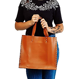 DASTI Carryall bandolera Cartera Mujer Moda Grandes Bolso Mustard Oversized Tot Hobo Tan Totes Minimalist Studded Rivets Handbag with Golden Stud