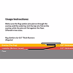 Rug Settlers Rug Pins Pack of 6 Rug Anchors Secure a Rug Over a Rug Anti Slip Pins for mats Runners Plastic Sheets and Throws