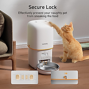 2025 Upgraded Automatic Cat Feeder - 4L Timed Auto Pet Feeder for Cat and Dog with Dry Food Dispenser, 180-day Battery Life, 1-6 Meals Per Day, 1-16 Portion, Desiccant Bag Keeps Food Fresh