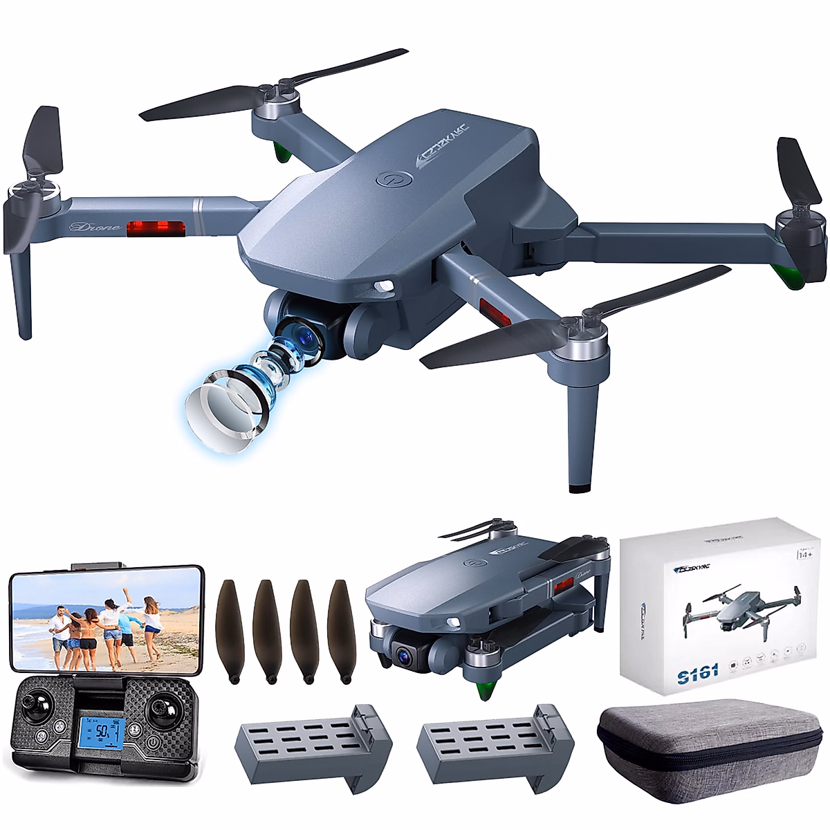 Brushless Motor Drone with Dual Camera Real 1080P WiFi RC Quadcopter Remote Control Airplanes Long Range FPV Plane Gift for Adults Kids Beginner, 2 Batteries 34 Mins Flight Time,Speed Adjustment,Waypoints,Gesture Selfie,Auto Hover